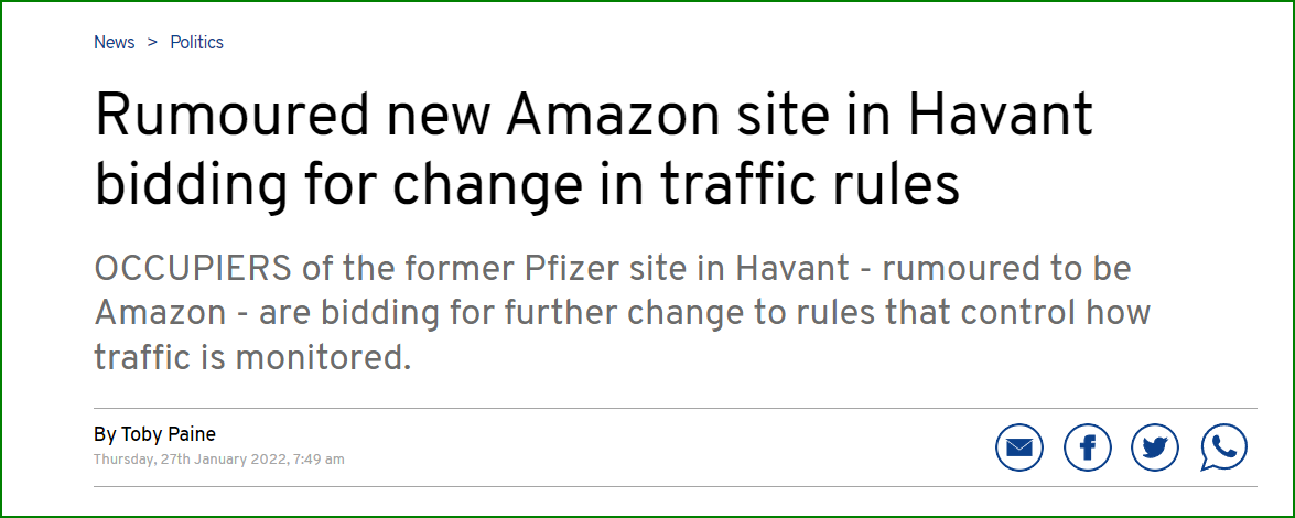 Latest update on Amazon from ‘The News’ – Havant Civic Society